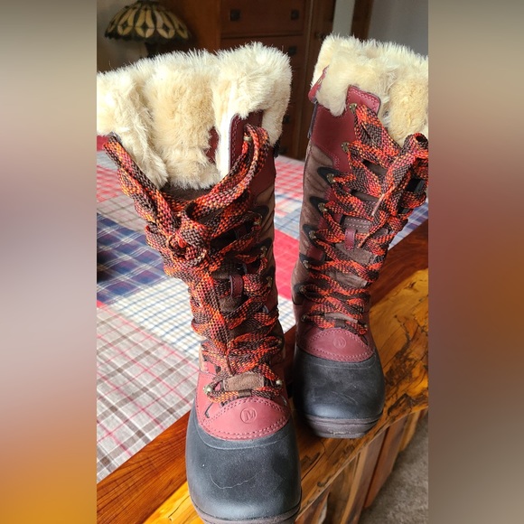 Merrell | Shoes | Merrell Red And Black Winter Boots | Poshmark
